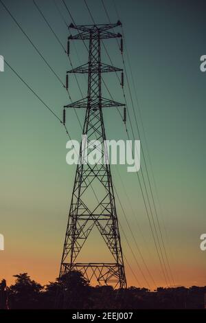 Power tower at sunset with beatiful sky Stock Photo - Alamy