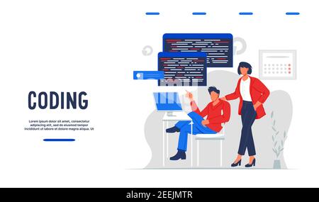 Web Development, Programming and Code Testing UI Concept with Laptop ...