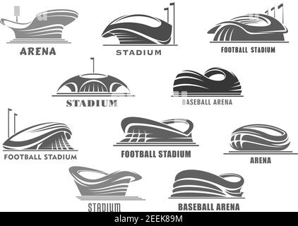Modern open stadium and arena symbols for sporting competition emblem ...