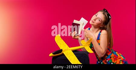 BANNER, LONG FORMAT Woman tourist enjoying Colorful street in Old town ...