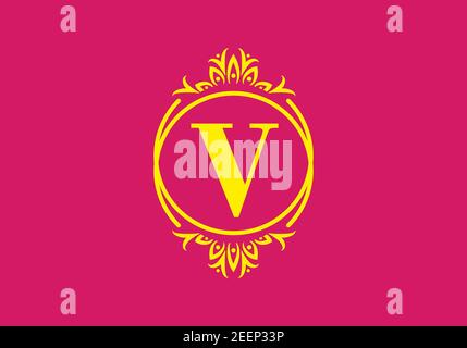 Pink yellow of T initial letter in frame design Stock Vector Image ...