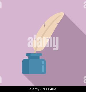Notary feather pen icon. Flat illustration of notary feather pen vector ...