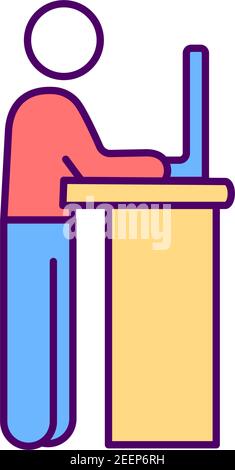 correct standing position, office desk posture, vector illustration ...