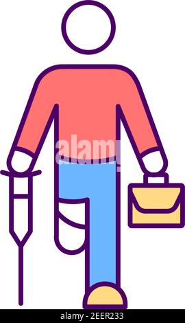 Disabled worker color line icon. Disability. Isolated vector element ...