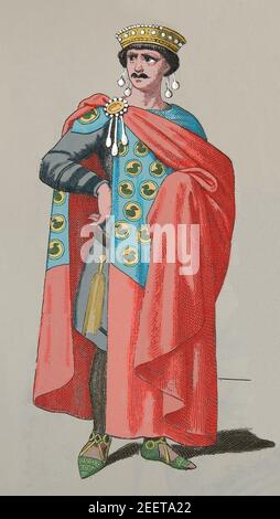 Eastern Roman Emperor Justinian the Great and his council in the 6th ...