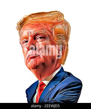 Donald Trump Cartoon Color Stock Photo - Alamy