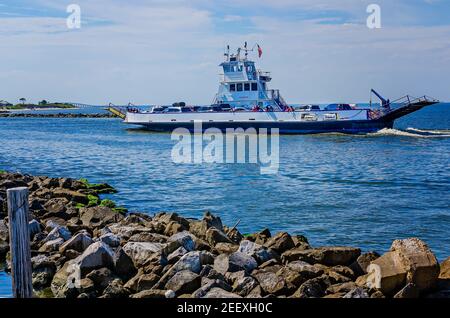 The Mobile Bay Ferry passes a rock jetty, April 28, 2022, in Dauphin ...