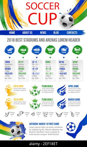 Soccer tournament web site or landing page design template for football ...