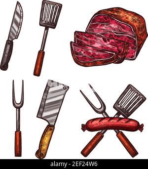 sausages bbq sketch Stock Vector Image & Art - Alamy