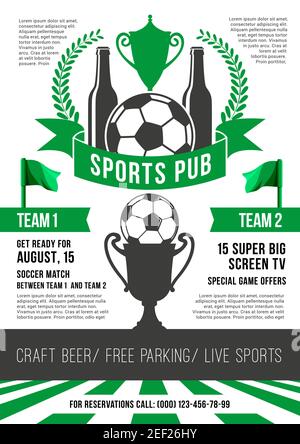 Soccer Poster Vector. Sports Bar Game Event Announcement. Football ...