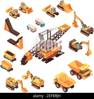 Set Of Isometric Excavators Vector illustration Stock Vector Image ...