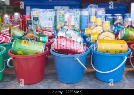 Buckest of mixer alcoholic drinks for sale, Haad Rin (Hat Rin) party ...