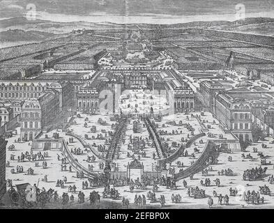 France. Versailles Palace. 17th century. Exterior. Sculpture Stock ...