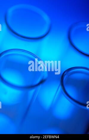 High angle view of a test tubes in a test tube rack Stock Photo - Alamy