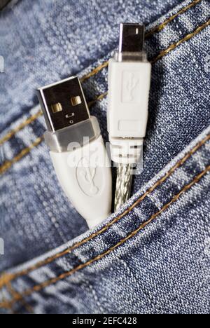 Close-up of two USB cables Stock Photo - Alamy
