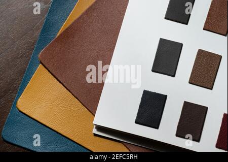 leather color swatch book Stock Photo - Alamy