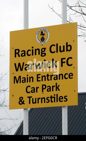 Racing Club Warwick FC sign, Warwick, Warwickshire, UK Stock Photo - Alamy
