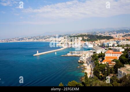 Nice, France, High Angle, Scenes, Port with Boats, Cityscape, Panoramic ...