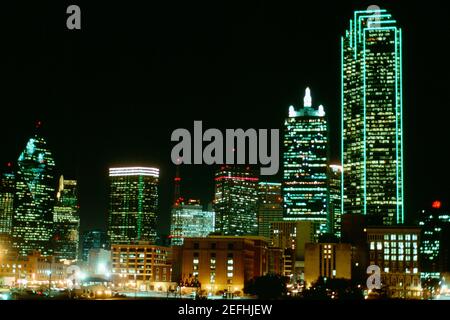 Buildings lit up at night, Dallas, Texas, USA Stock Photo - Alamy