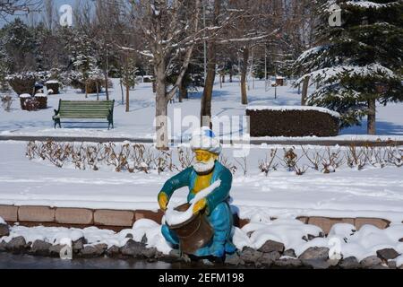 Illustration of Nasreddin Hodja making yogurt by lake Stock Photo - Alamy