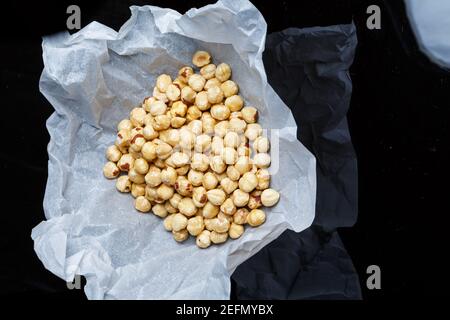 Delicious fried crispy hazelnuts lies in a heap, nuts close-up Stock ...