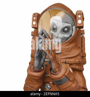 alien astronaut is talking about aliens meme pose, 3d illustration ...