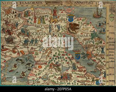 Olaus Magnus' Map of Scandinavia 1539, Section D, Western Islands Stock ...