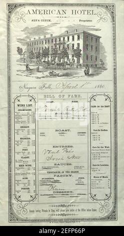 Old Food Menu American Hotel 1860 Stock Photo - Alamy