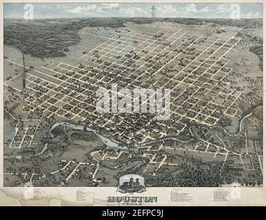 Old map Houston 1873 Stock Photo - Alamy