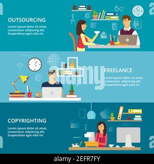 Outsourcing banner web icon vector illustration concept with icon and ...