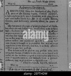 Oney Judge Runaway Ad Stock Photo - Alamy