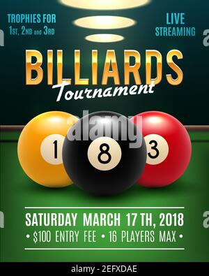 Snooker Championship Poster Design Template Vector Illustration Stock ...