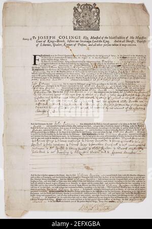 Order to Joseph Collinge Esq marshall of the Marshalsea of His ...