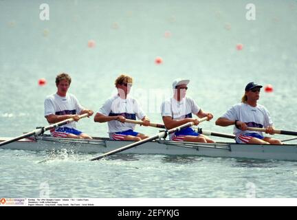 Atlanta, USA. 1996 Olympic Rowing Regatta Start of a heat of the Women ...