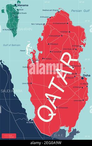 Bahrain country detailed editable map with regions cities and towns ...