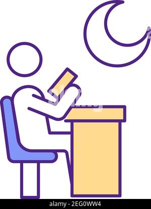 Study late at night isolated cartoon vector illustrations Stock Vector ...