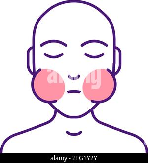 Face swelling vector linear icon. Food allergy symptom. Sickness ...