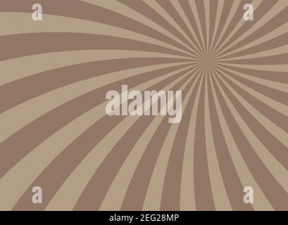 Sunburst background with chocolate brown ray. Spiral curved rotating ...