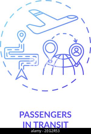 Flight transit linear icon. Circle arrow with airplane inside. Thin ...