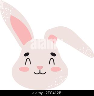 cute rabbit face icon over white background, colorful design vector ...