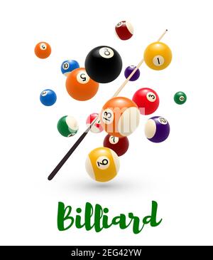 Billiard tournament poster for snooker and pool billiards sport game ...