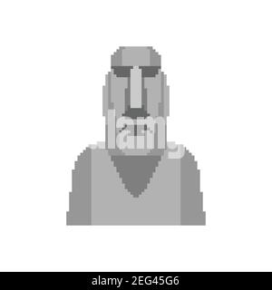 Moai pixel art. Easter Island idol 8 bit. ancient statues. vector ...