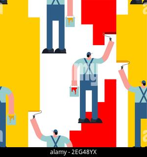 Paint roller icon sign. Seamless pattern on a gray background. Vector ...