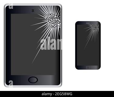 Broken tablet icon flat vector. Repair phone. Service screen Stock ...