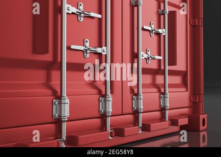 A high quality image of a red 20ft shipping container on a white ...
