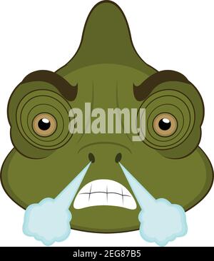 Vector emoticon illustration cartoon of a chameleon's head emoticon ...