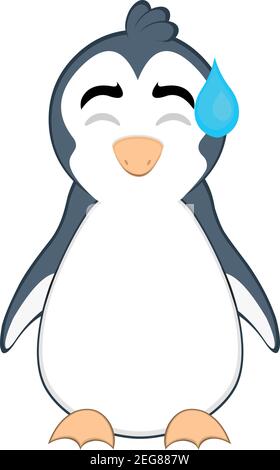 Vector emoticon illustration cartoon of a penguin's head with an angry ...