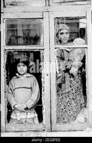 A Roma, or Gypsy woman and child in Wroclaw, a city in the Silesia ...