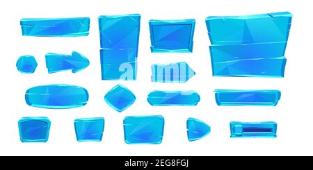 Set slider ice interface button, frozen panel for game level in cartoon ...
