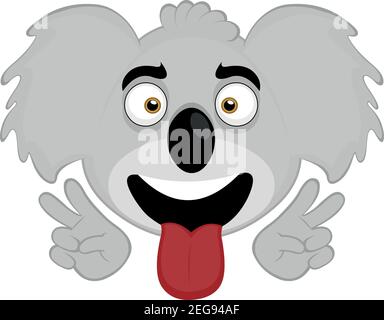 Cute koalas. Cartoon mascot, bear with eucalyptus tree branch and ...